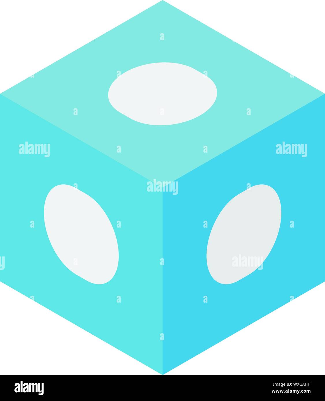 Blue cube with white dots. icon. Isometric of blue cube with white dots ...