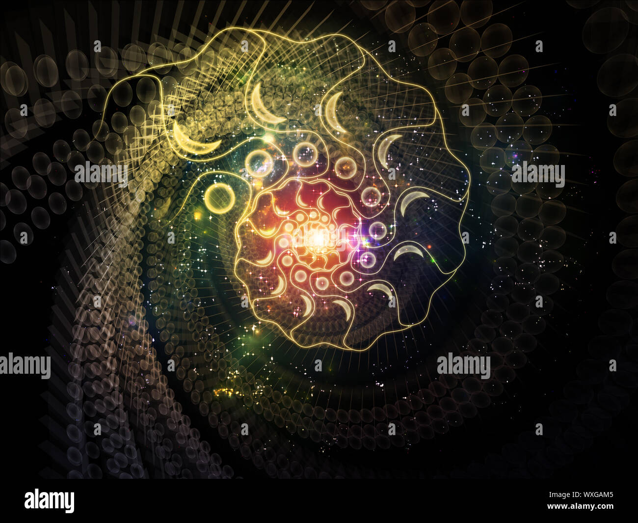 Composition of spiral elements on the subject of design, science and ...