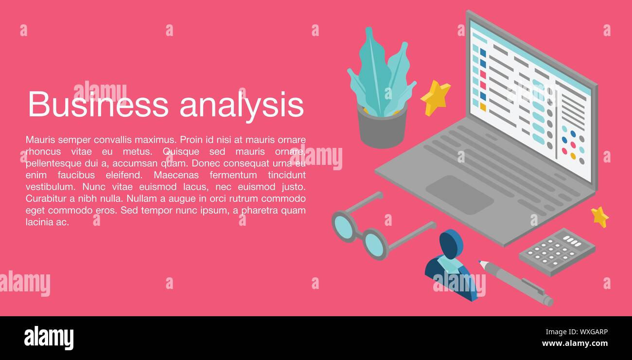 Business analysis concept banner. Isometric illustration of business ...