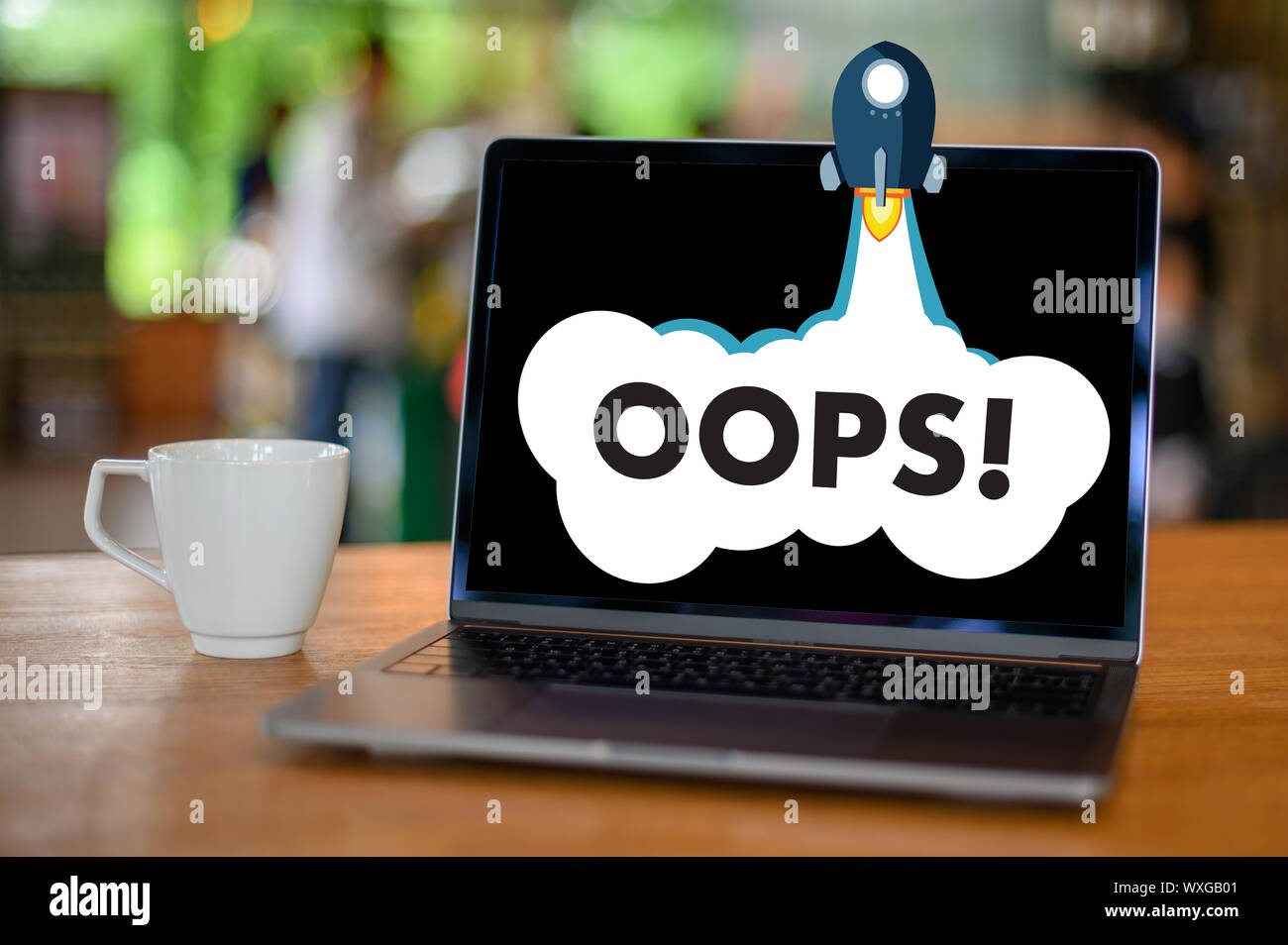 man say OOPS using a computer to work Laptop, advertising to amazement ...