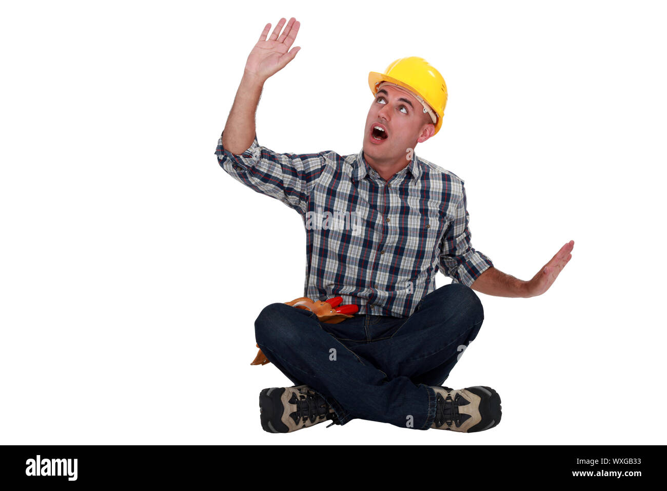 Falling on a construction worker Stock Photo - Alamy