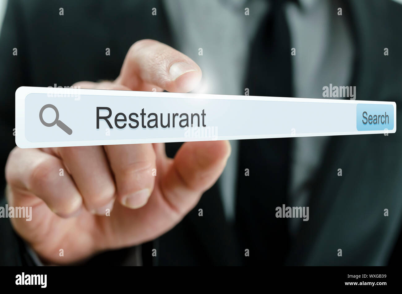 Word Restaurant written in search bar on virtual screen Stock Photo - Alamy