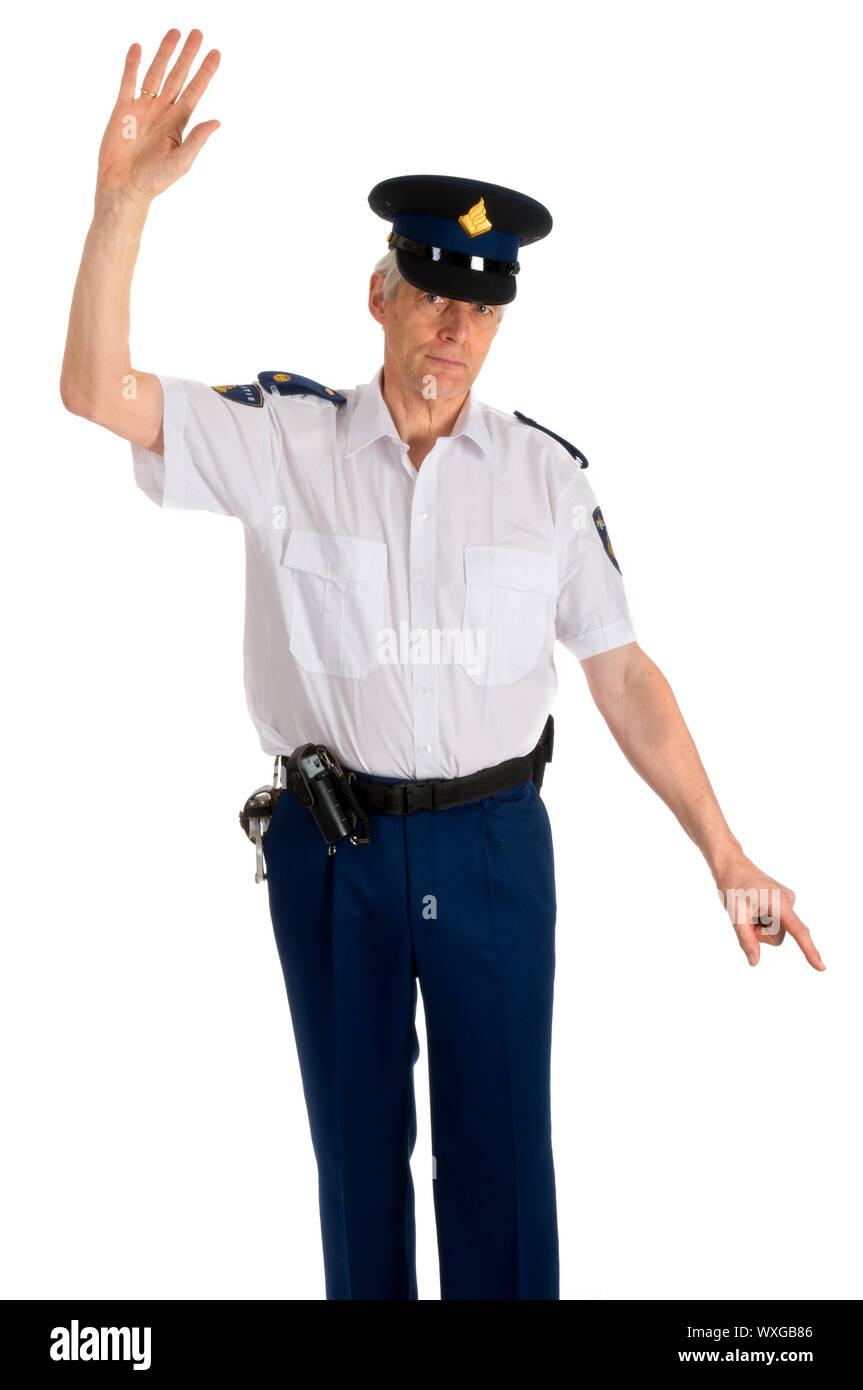 Traffic police man is giving the stop sign Stock Photo - Alamy