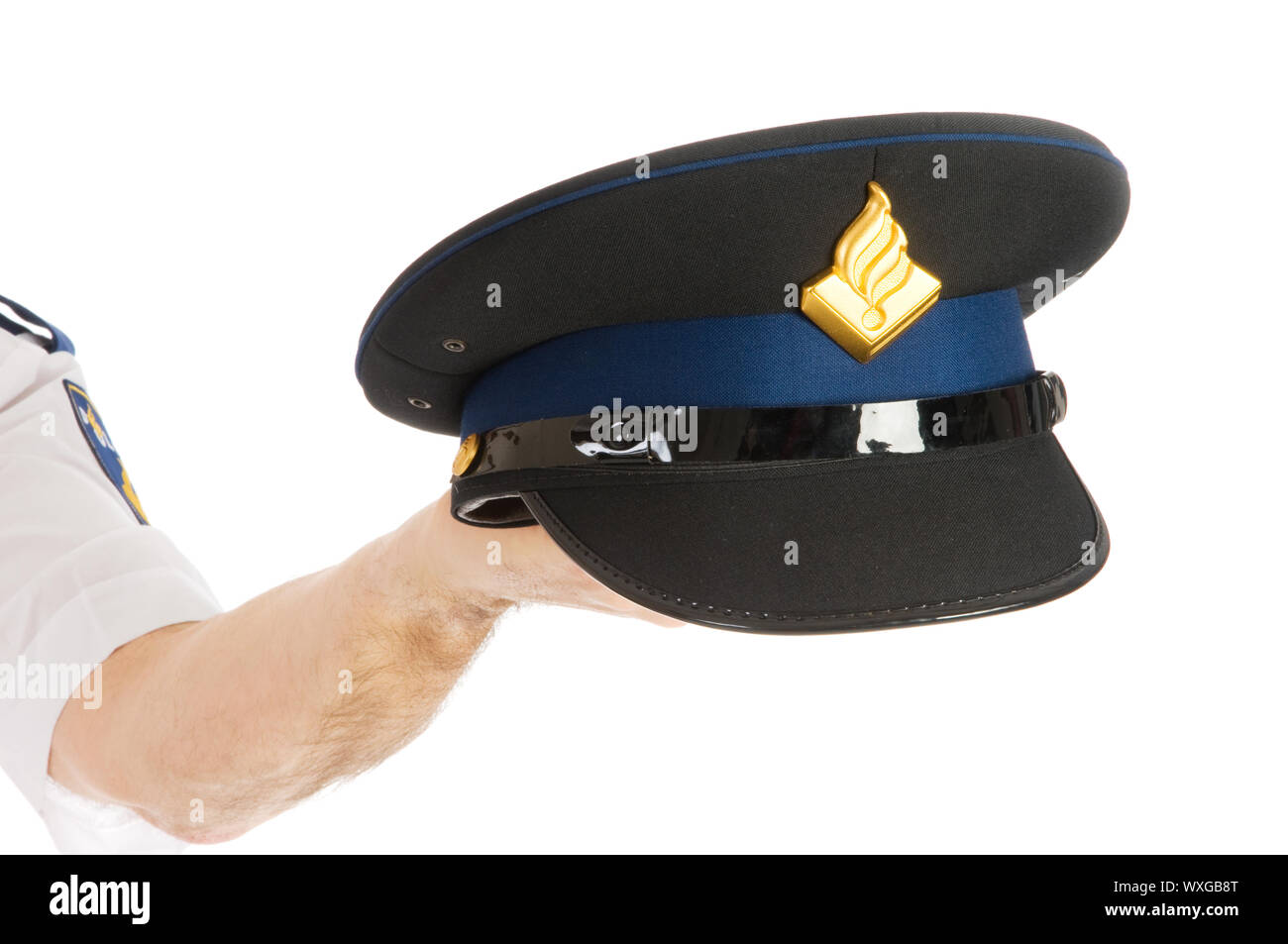 Dutch Police hat with arm from police man Stock Photo - Alamy