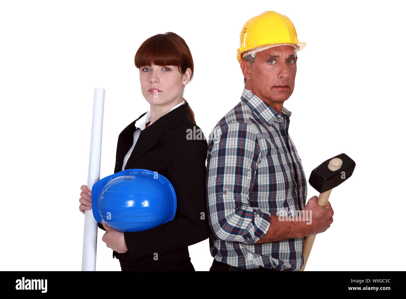 Architect and construction worker Stock Photo - Alamy