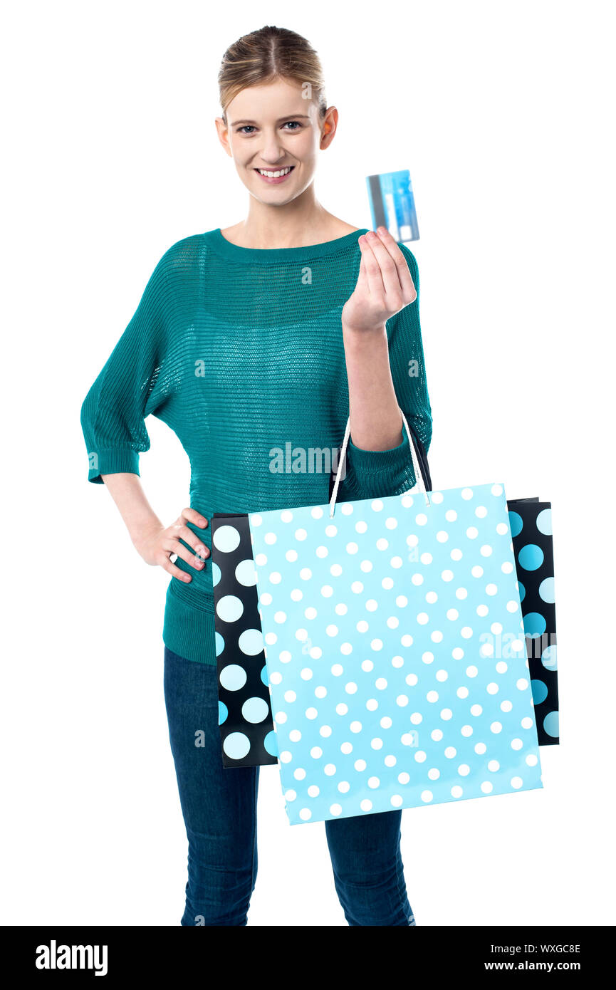 Shopaholic girl isolated over white background Stock Photo - Alamy