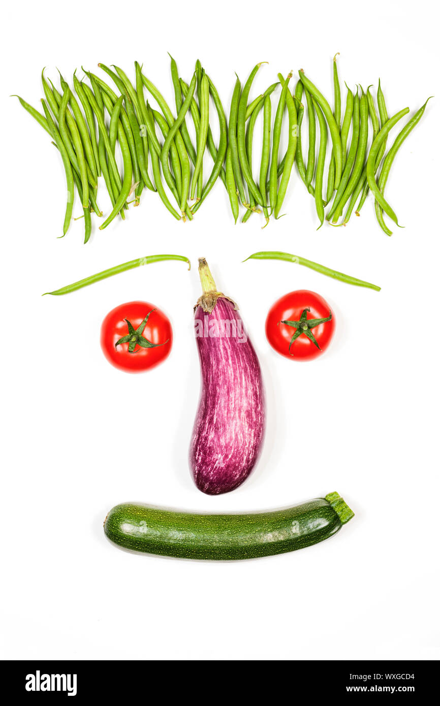 vegetables face on white background Stock Photo - Alamy