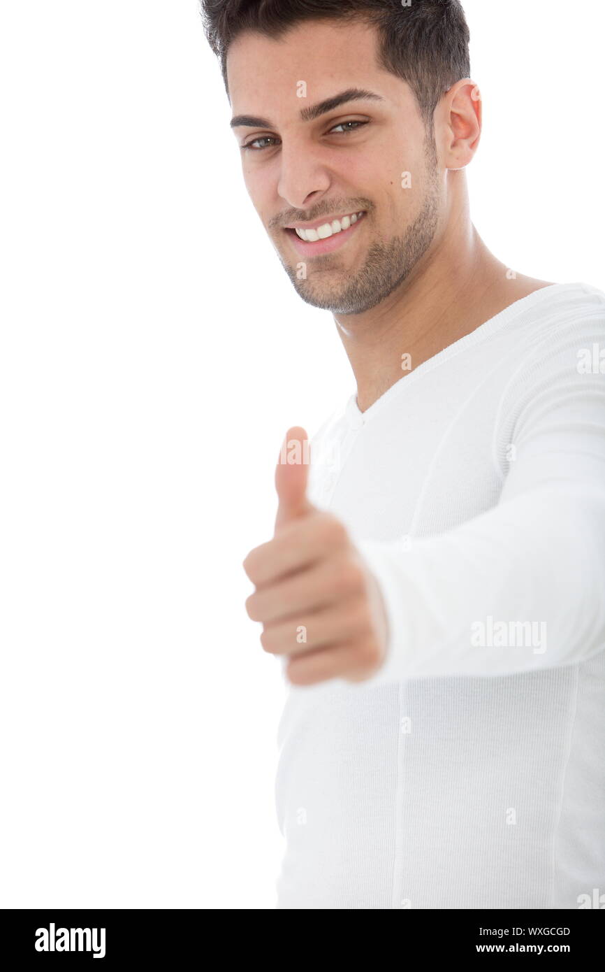 Happy young man showing his approval sign Stock Photo - Alamy