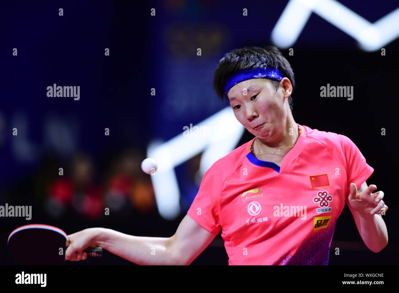 Yogyakarta, Indonesia. 17th Sep, 2019. Wang Manyu of China returns the ...