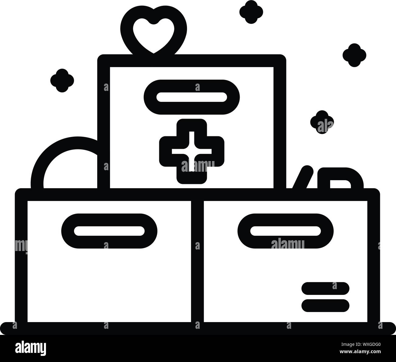 Medicine boxes icon. Outline medicine boxes vector icon for web design ...