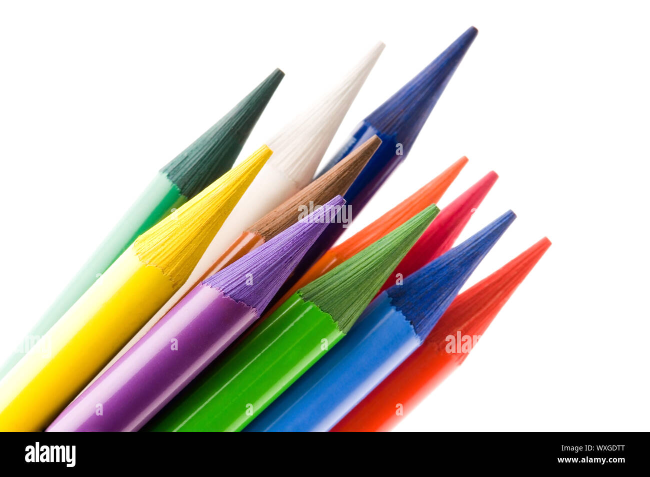 Collection of colorful pens over white background Stock Photo - Alamy