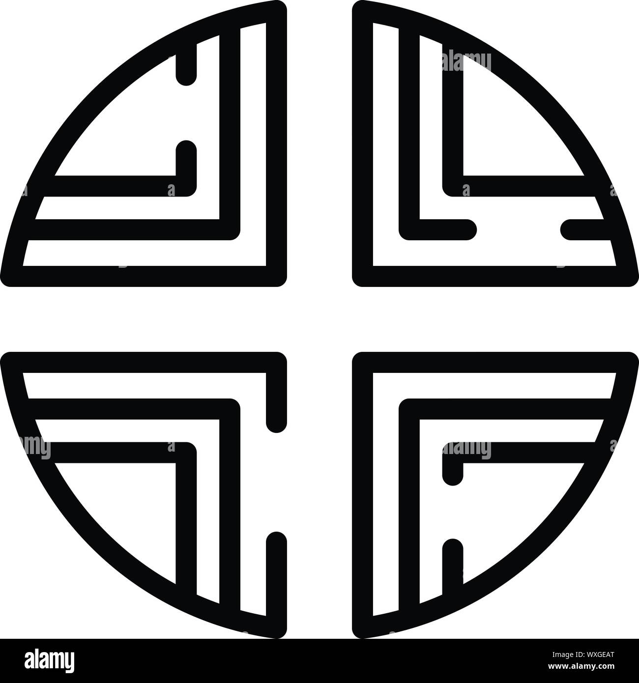 Circle cross alchemy icon. Outline circle cross alchemy vector icon for ...