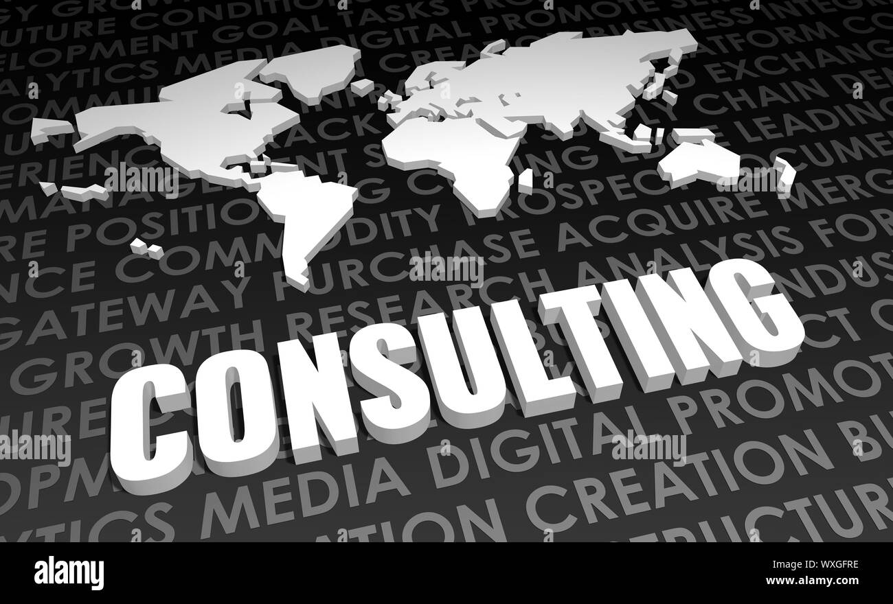 Consulting Industry Global Standard on 3D Map Stock Photo - Alamy