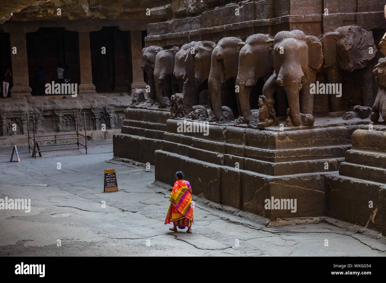 Ellora, Maharashtra, INDIA - JANUARY 15, 2018: Kailash Temple in Ellora ...
