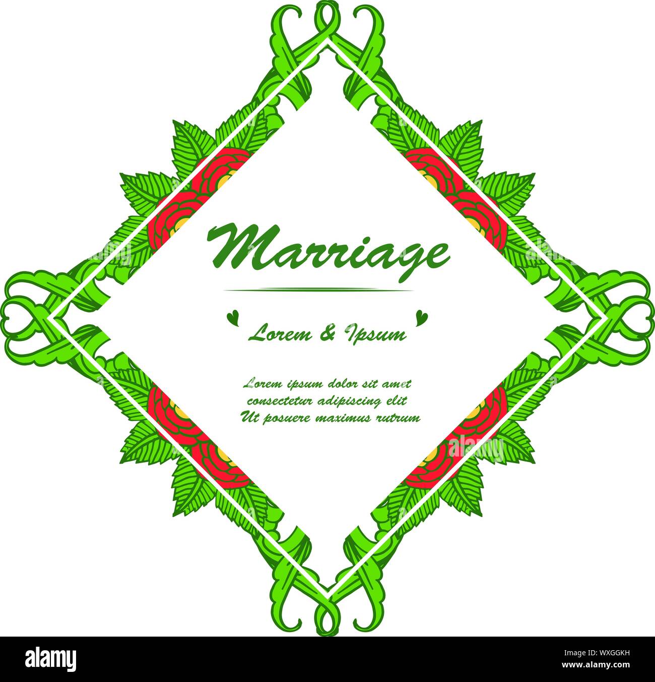 Sketch rose wreath frame for card of marriage romantic. Vector Stock ...