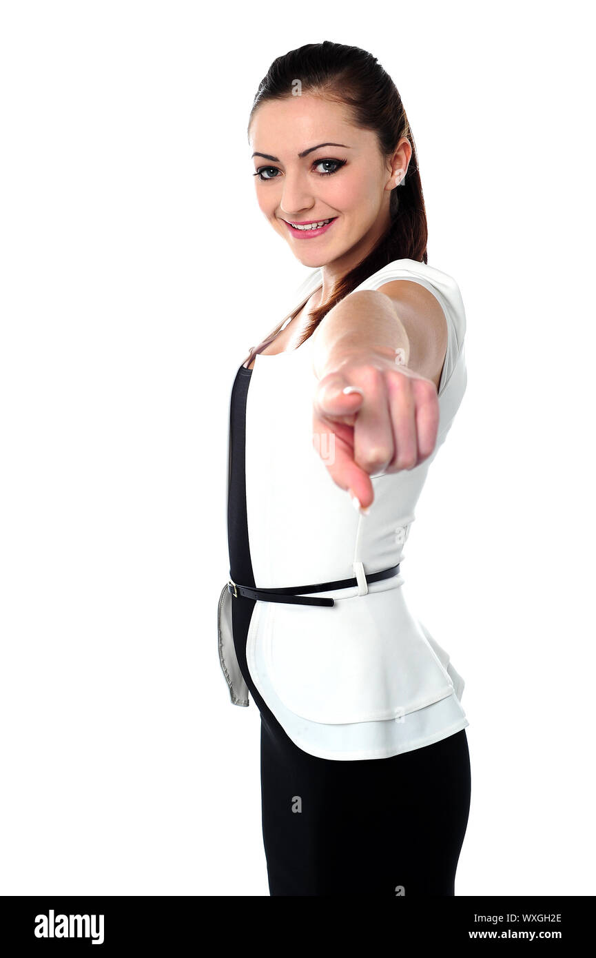 Gorgeous young girl pointing you out Stock Photo - Alamy