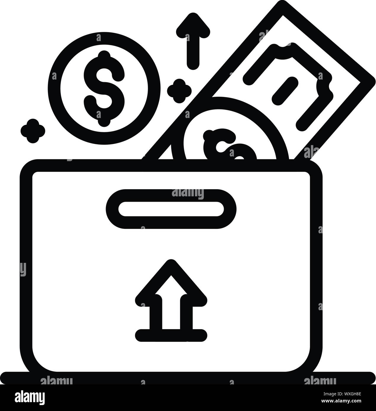 Investor money box icon. Outline investor money box vector icon for web ...