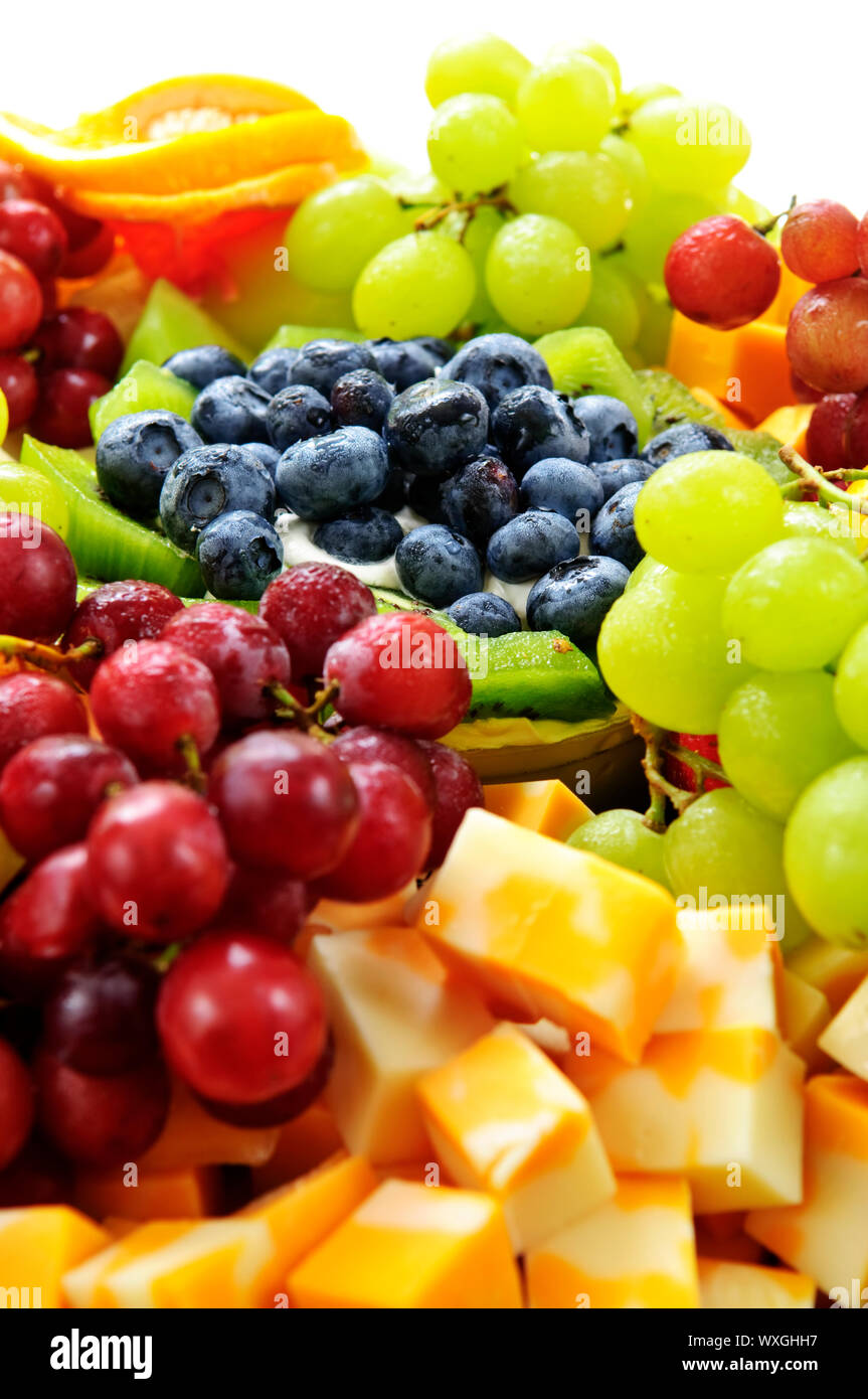 Platter of assorted fresh fruit and cheese Stock Photo - Alamy