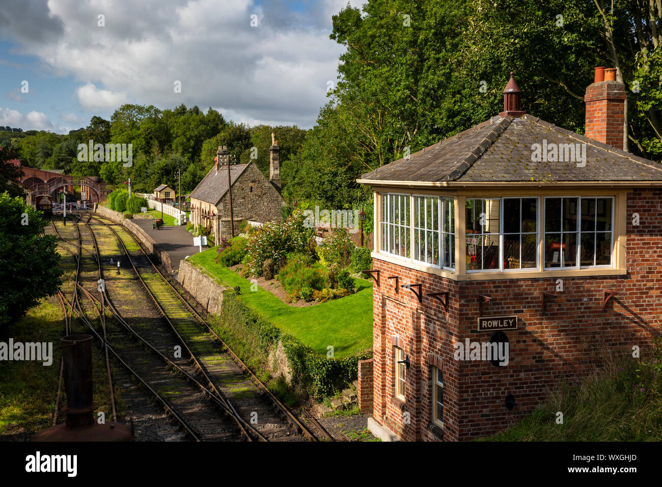 UK, County Durham, Beamish, Museum, Town, Rowley Railway Station and ...
