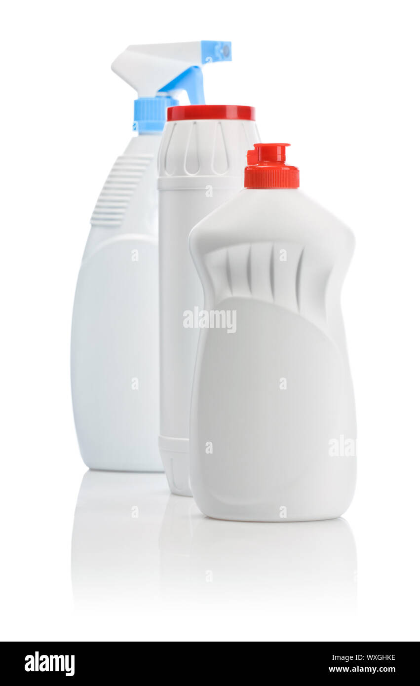 Three cleaning kitchen bottles hi-res stock photography and images - Alamy
