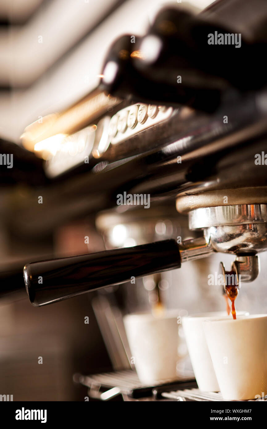 Process of preparation of coffee, a closeup Stock Photo - Alamy