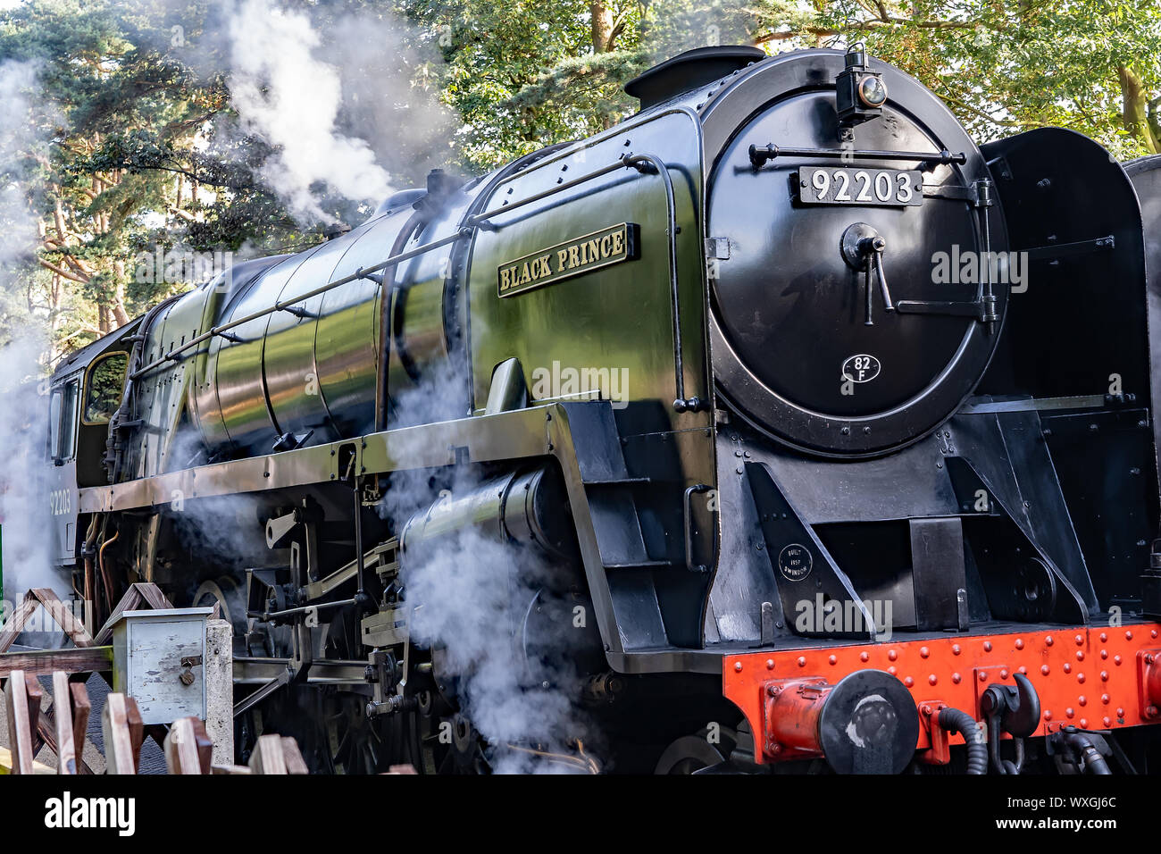 Front end of the Black Prince steam locomotive steaming away used on ...