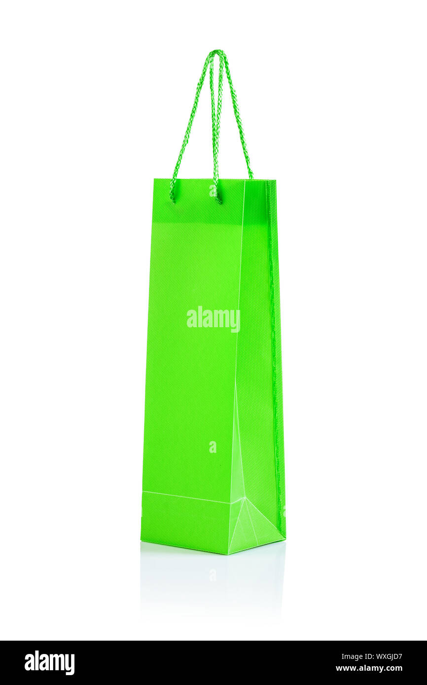 a green paper bag isolated on white Stock Photo - Alamy