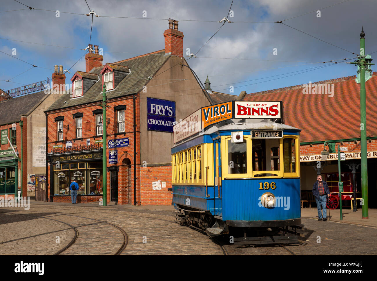 UK, County Durham, Beamish, Museum, Town, Oporto Tramways Company Tram ...