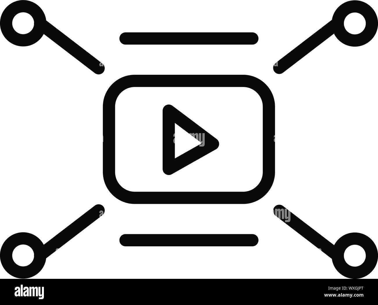 Video with footnotes icon. Outline video with footnotes vector icon for ...