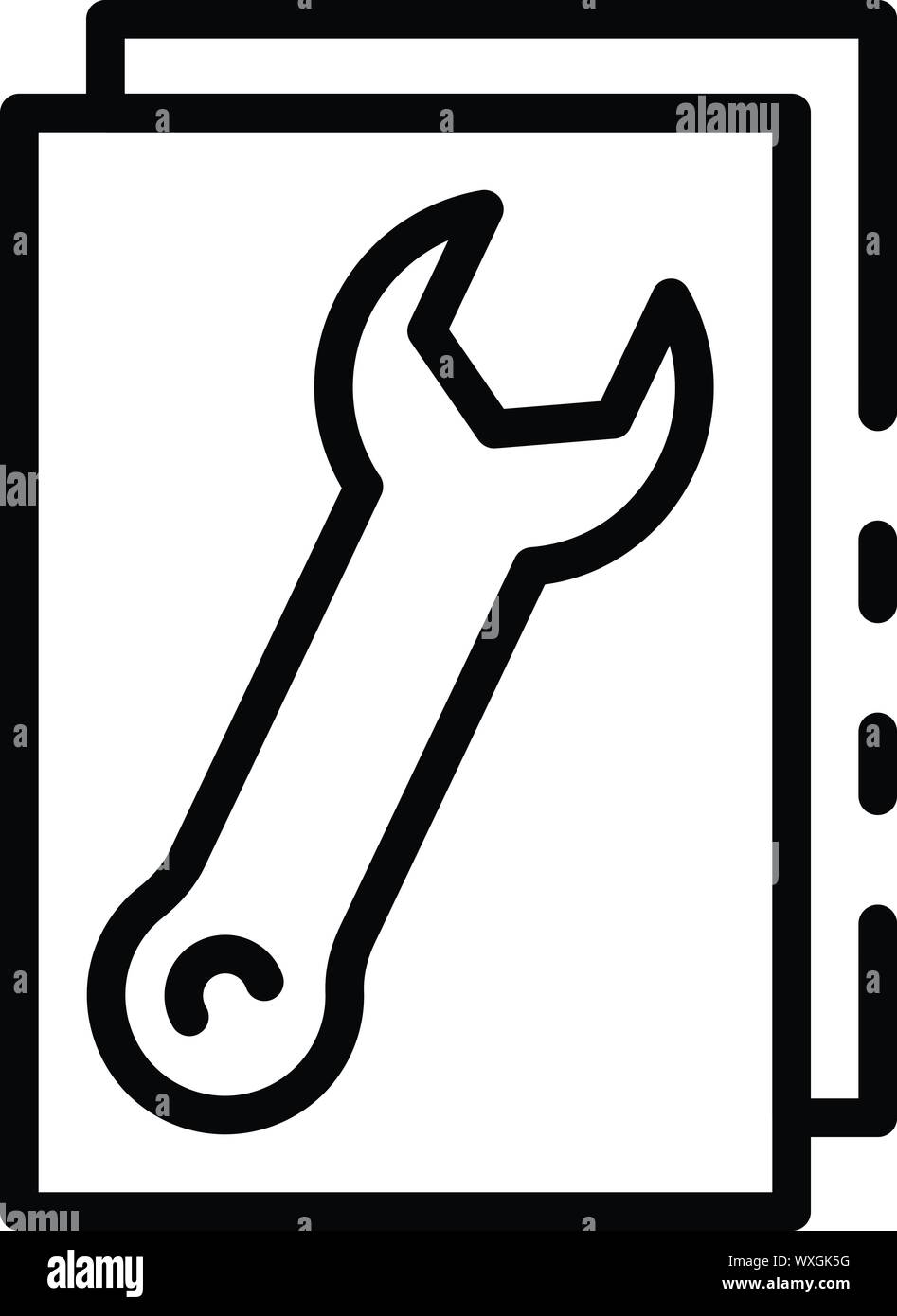 Wrench on box icon. Outline wrench on box vector icon for web design ...