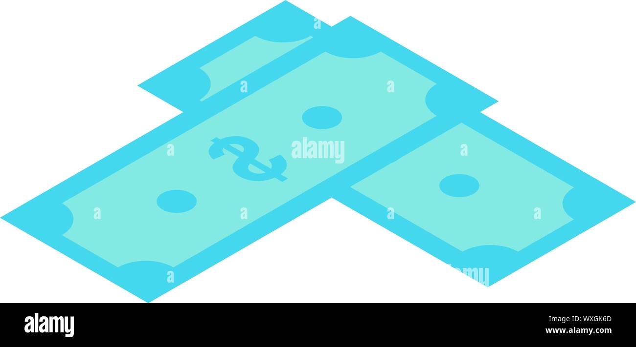 Two blue banknotes icon. Isometric of two blue banknotes vector icon ...
