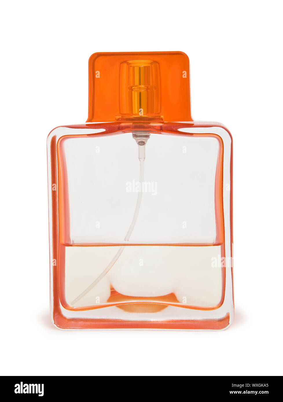 Transparent perfume bottle isolated on white Stock Photo - Alamy