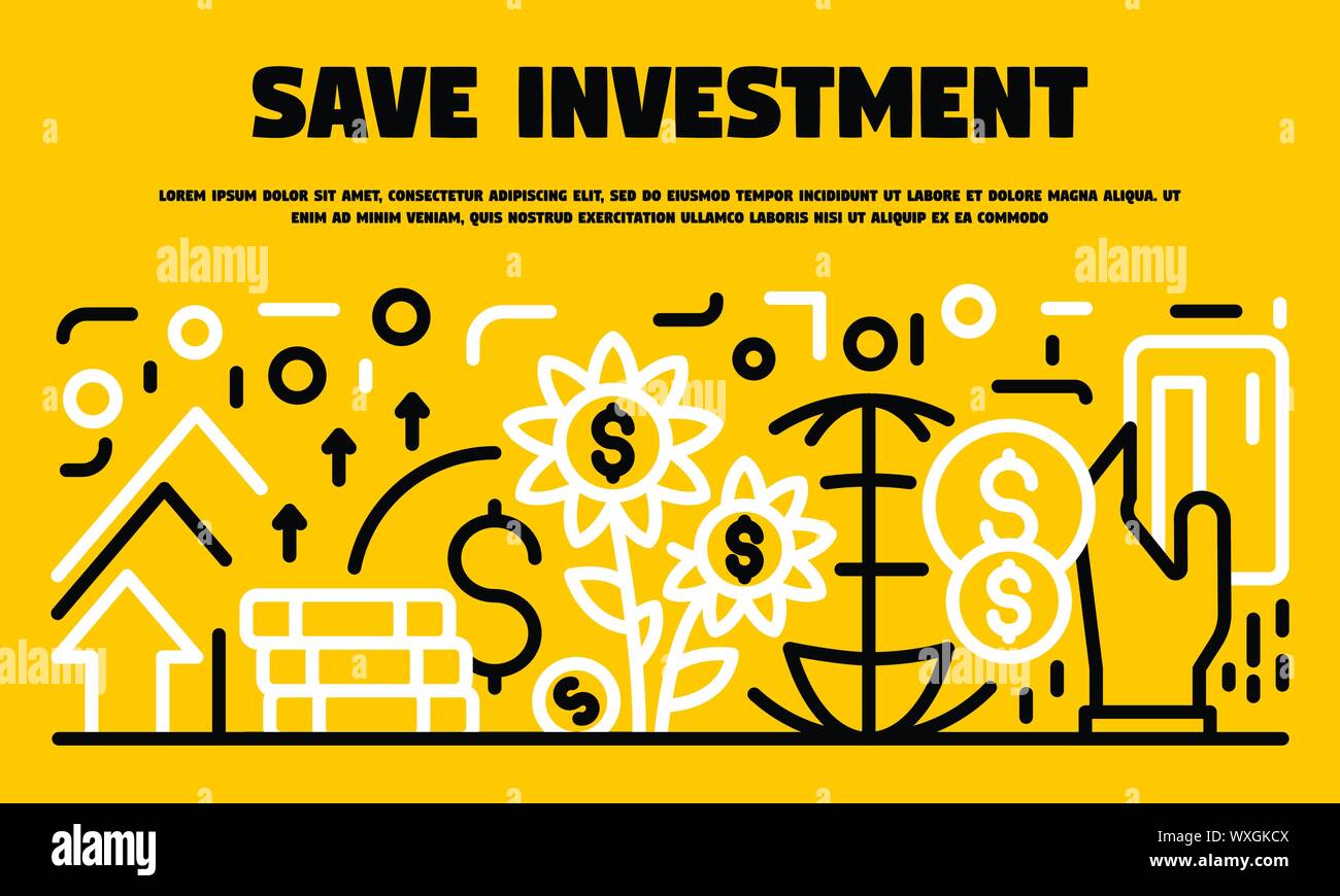 Save investment banner. Outline illustration of save investment vector ...