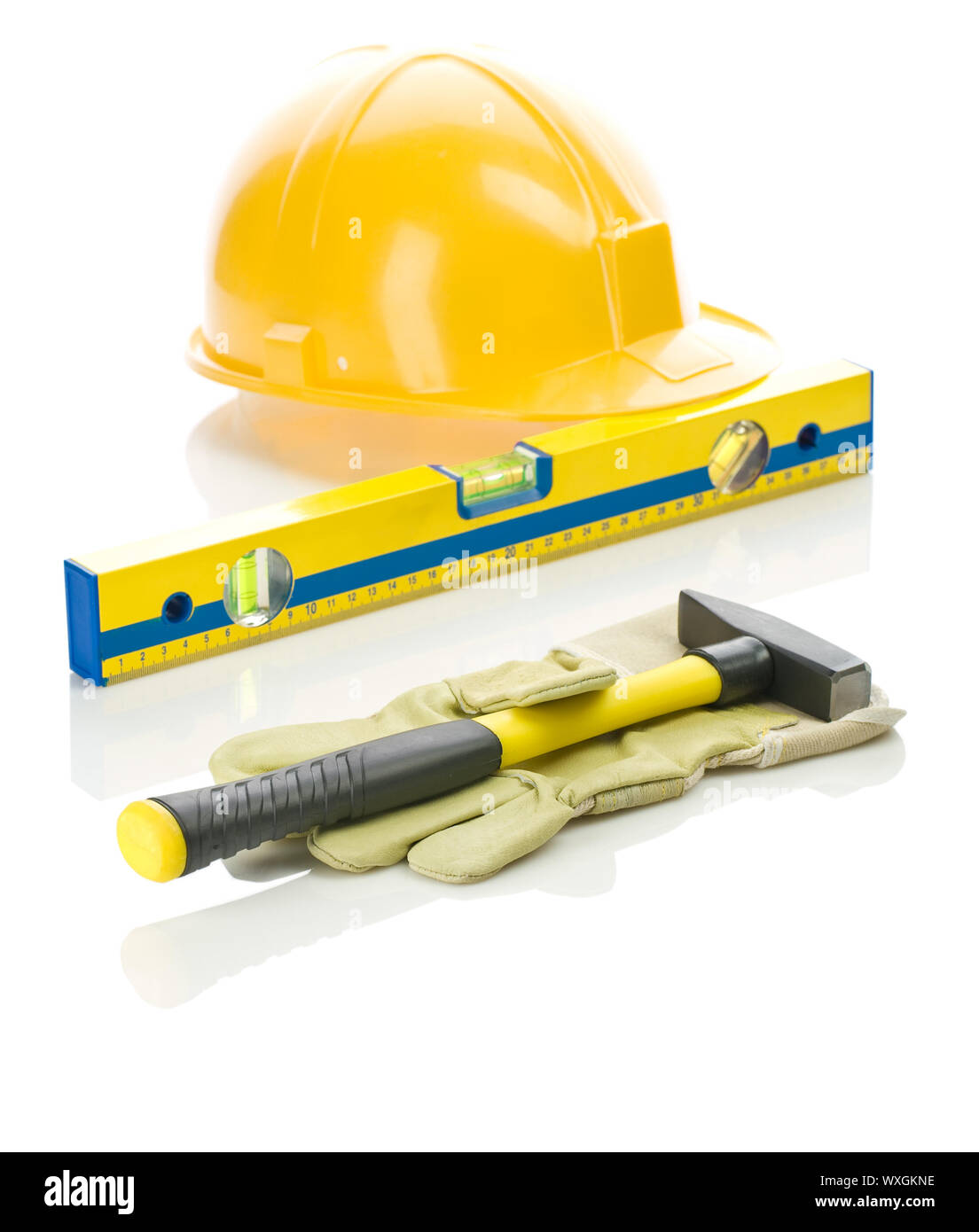 yellow tools and glove Stock Photo - Alamy