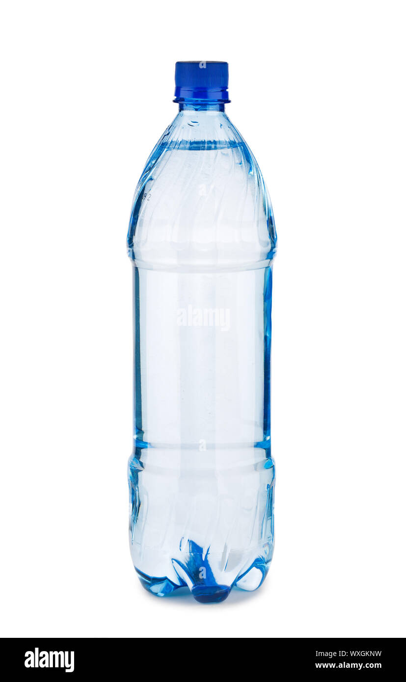 blue bottle with water isolated on a white background Stock Photo - Alamy