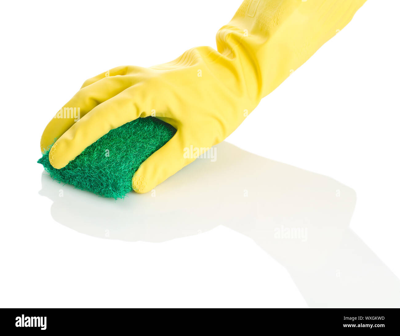 hand with green sponge Stock Photo - Alamy