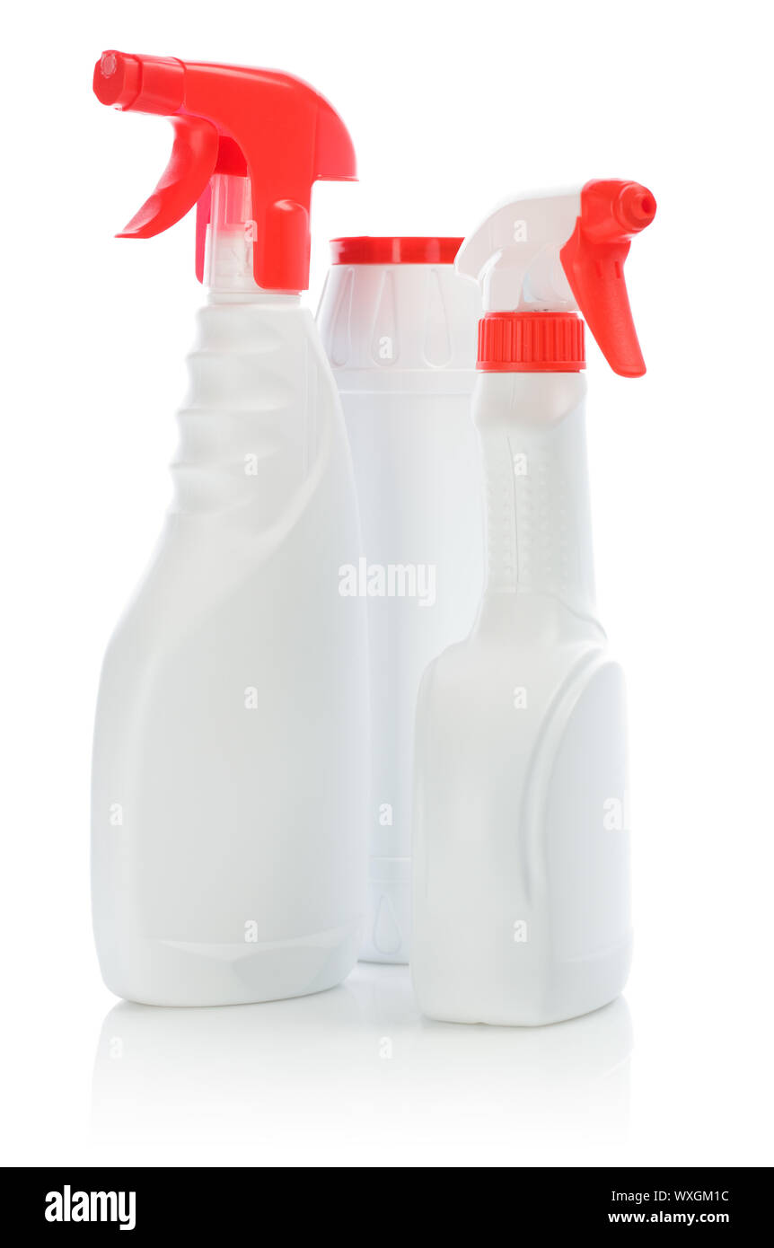 composition of three cleaner isolated Stock Photo - Alamy