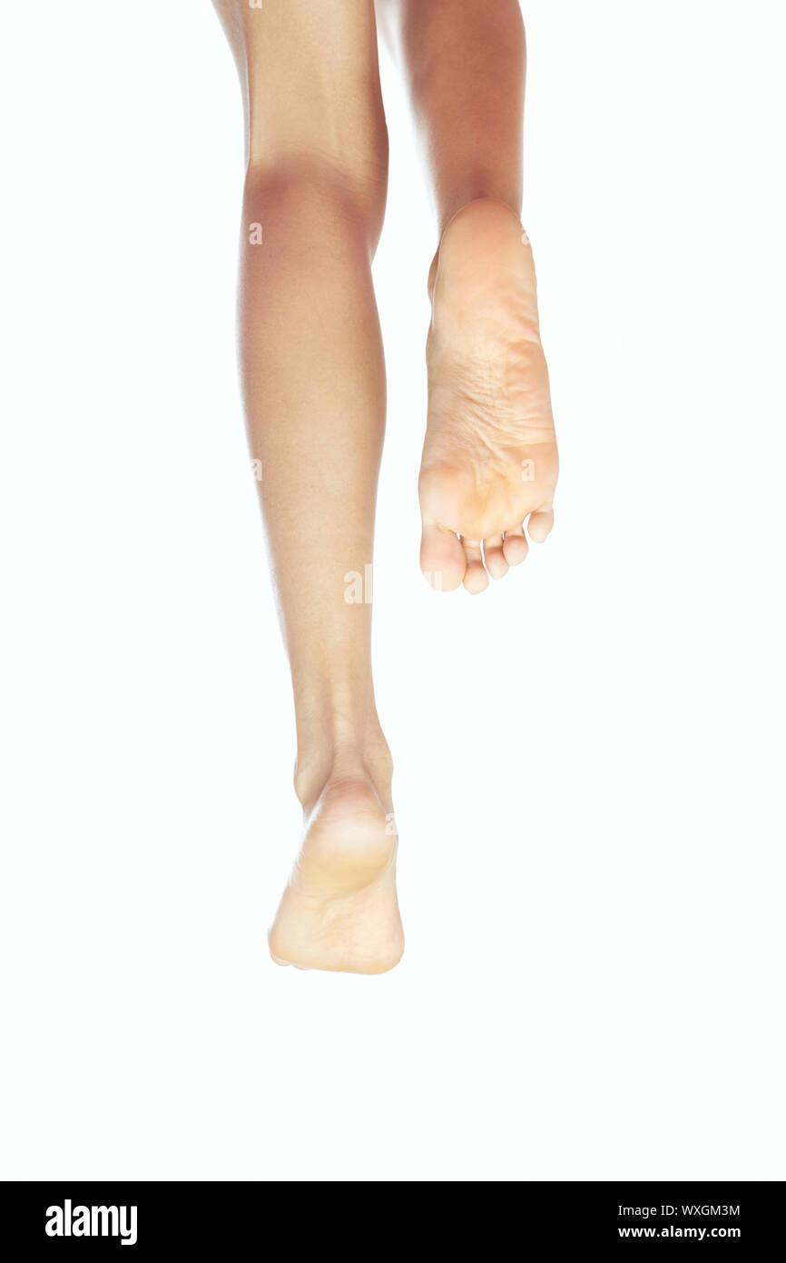 Photo of the running legs without footwear on a white background Stock ...