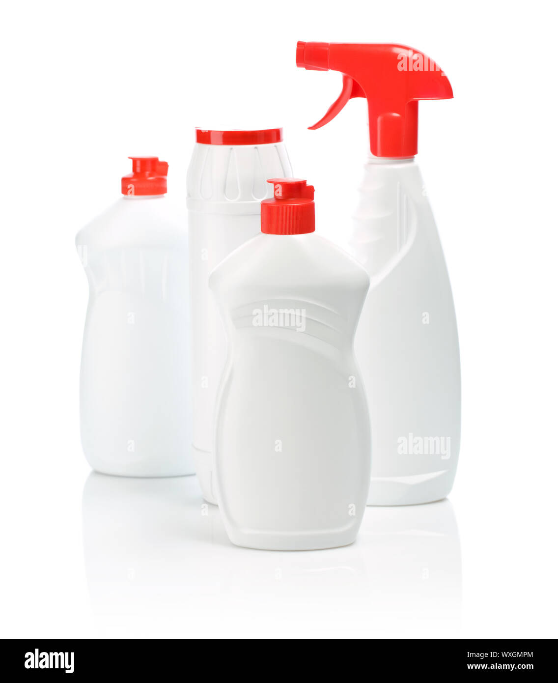 four isolated kitchen bottles Stock Photo - Alamy