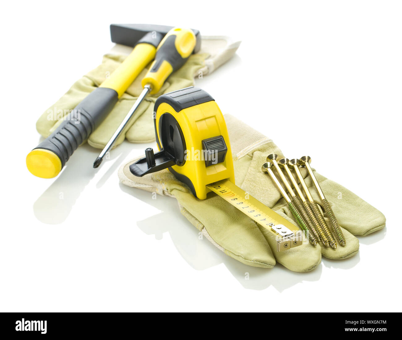 set of tools on gloves Stock Photo - Alamy