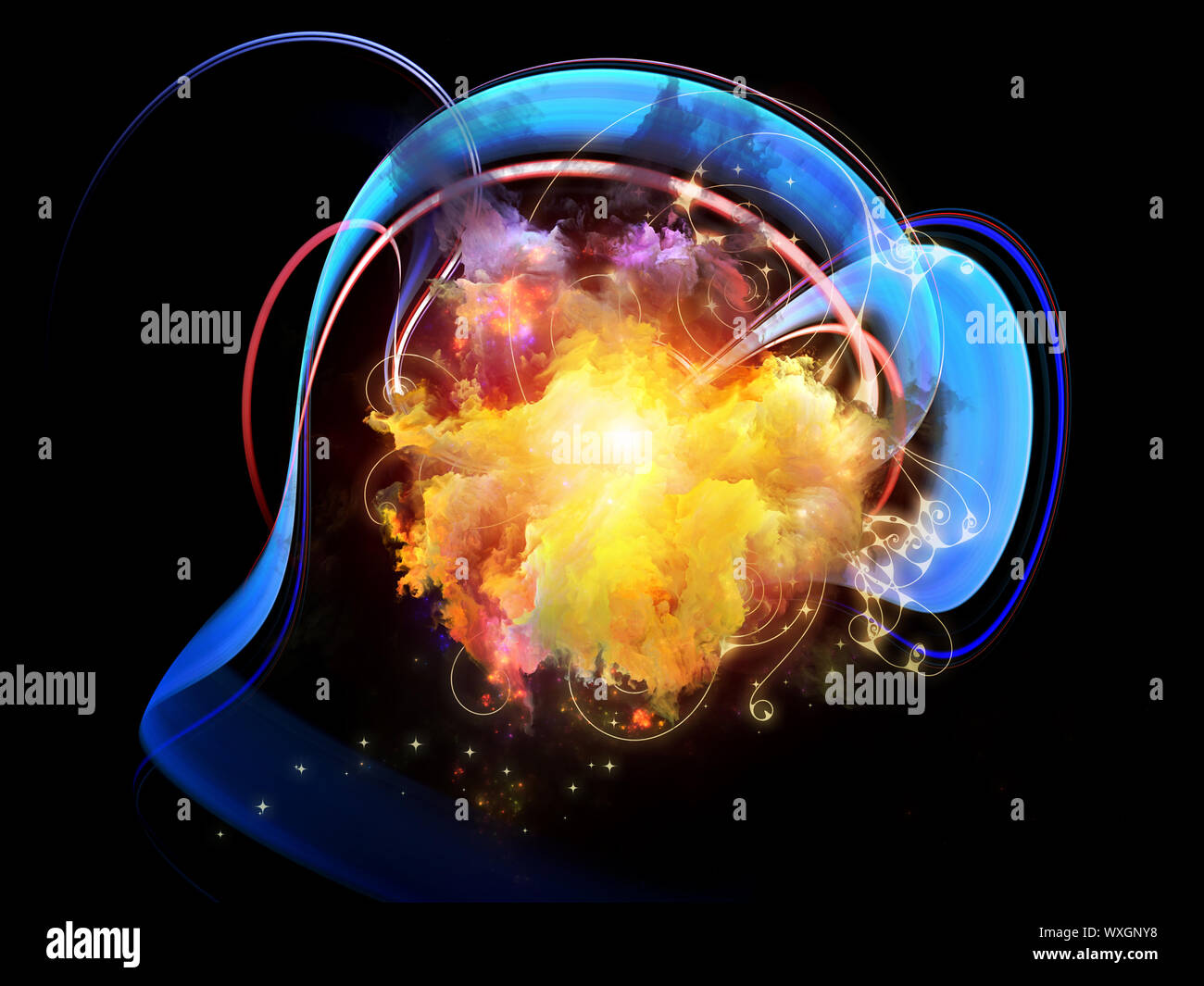 Design composed of decorative shapes and fractal elements as a metaphor ...
