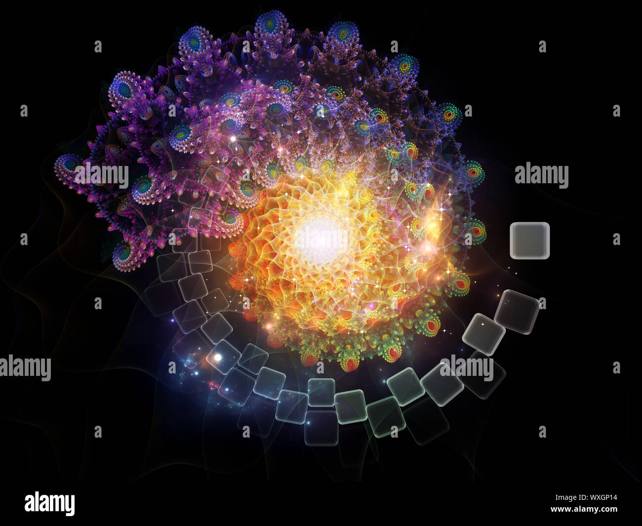 Composition of spiral elements on the subject of design, science and ...