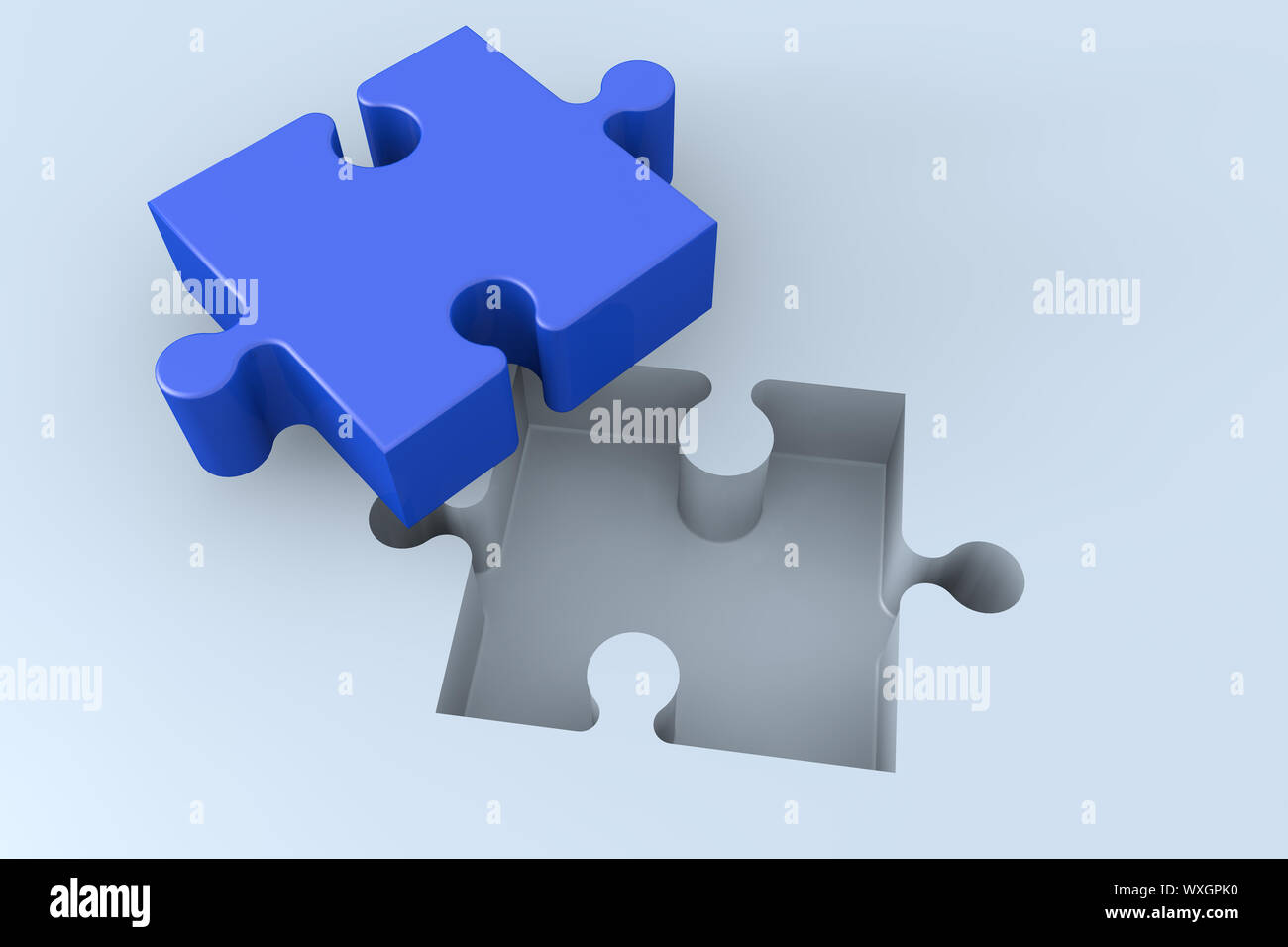 3d Puzzle concept: blue jigsaw piece Stock Photo - Alamy