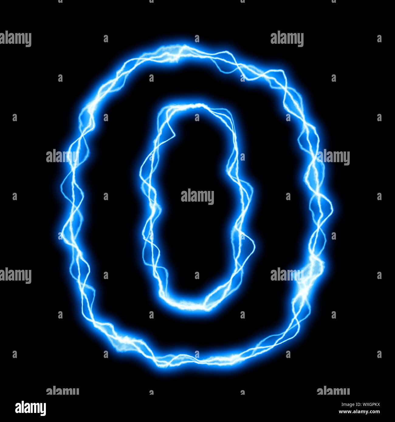 electric lightning or flash font with blue letters on black Stock Photo ...