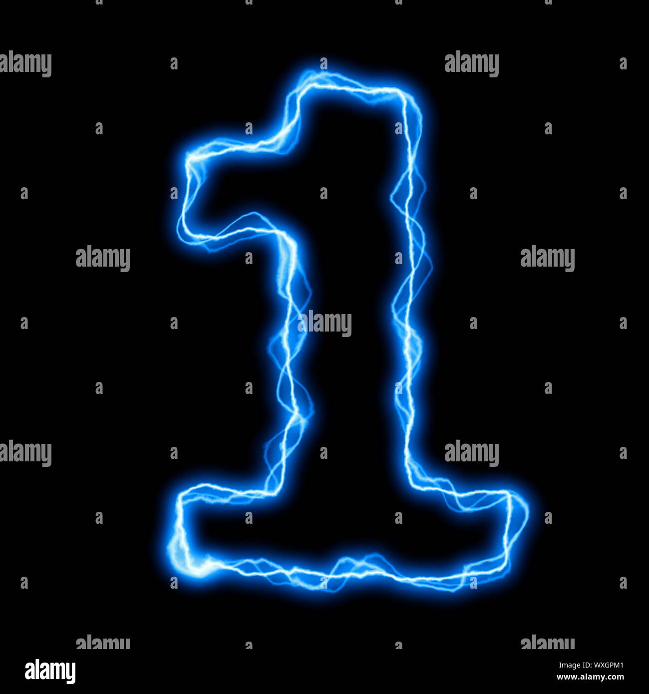 electric lightning or flash font with blue letters on black Stock Photo ...