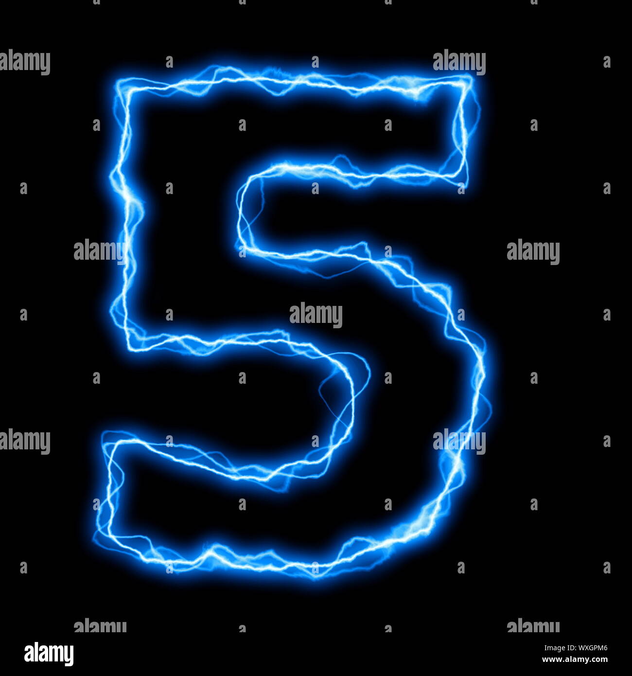 Alphabet blue lightning letters numbers hi-res stock photography and ...