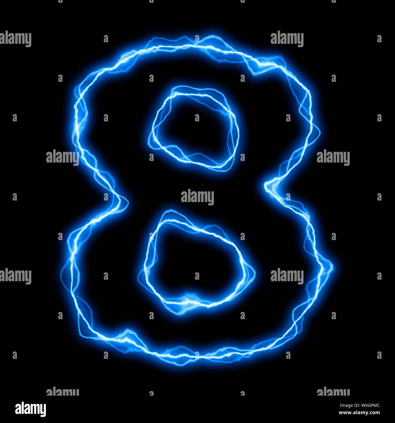electric lightning or flash font with blue letters on black Stock Photo ...