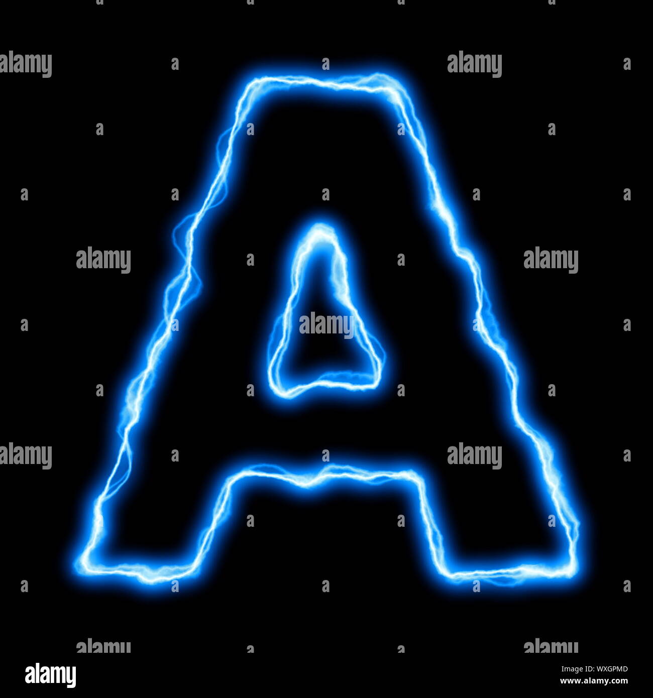 Alphabet blue lightning letters numbers hi-res stock photography and ...