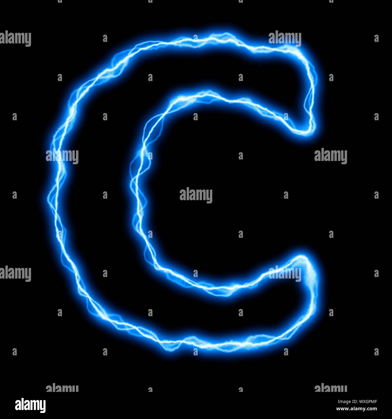 Alphabet blue lightning letters numbers hi-res stock photography and ...