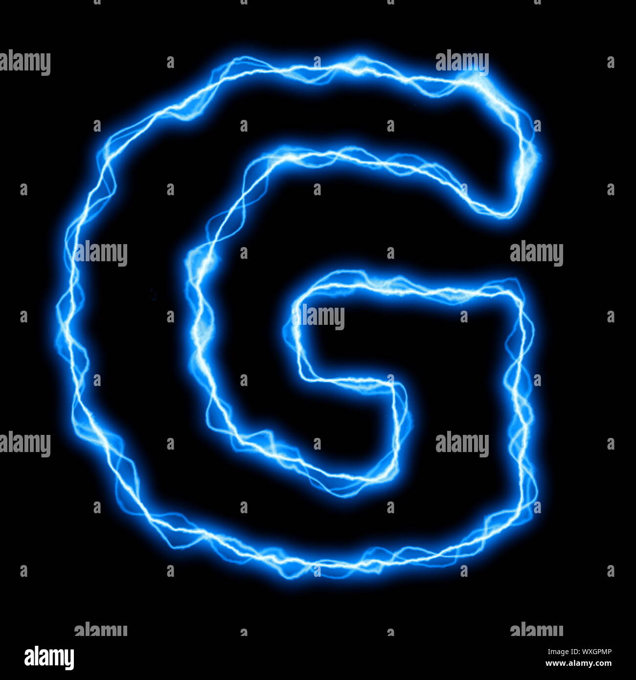 Alphabet blue lightning letters numbers hi-res stock photography and images - Alamy